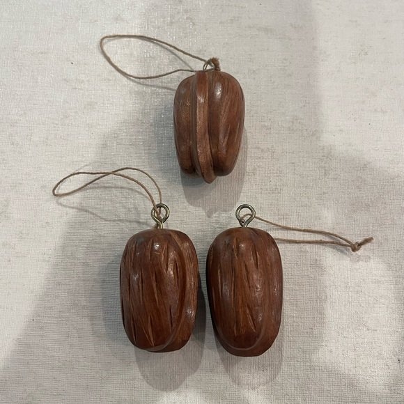 Vintage | Accents | Vintage Solid Wood Carved Walnut Ornaments Set Of 3 ...